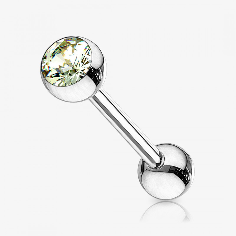 Piercing Barbell Bolinha Strass em Aço Cirúrgico Prata
