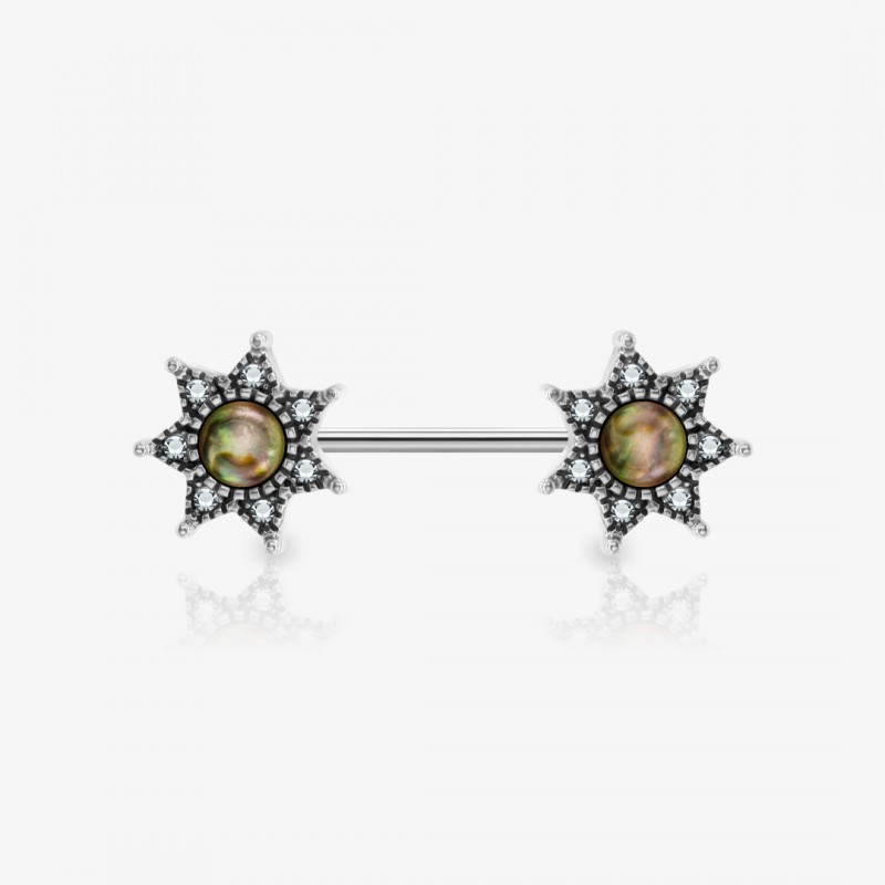 Piercing mamilo labradorita com pedra natural exclusiva