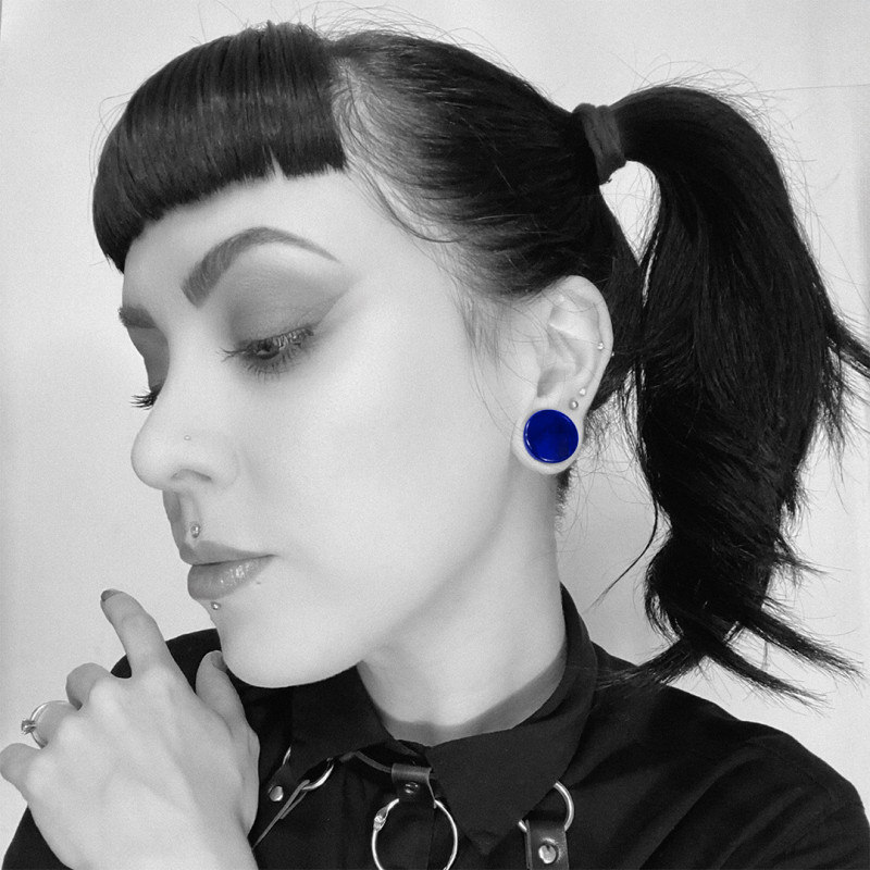 Plug Acrílico Azul Translúcido para Alargadores Confortáveis