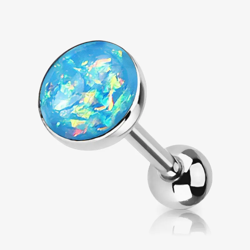 Piercing Língua Aço Cirúrgico com ponta opala brilhante